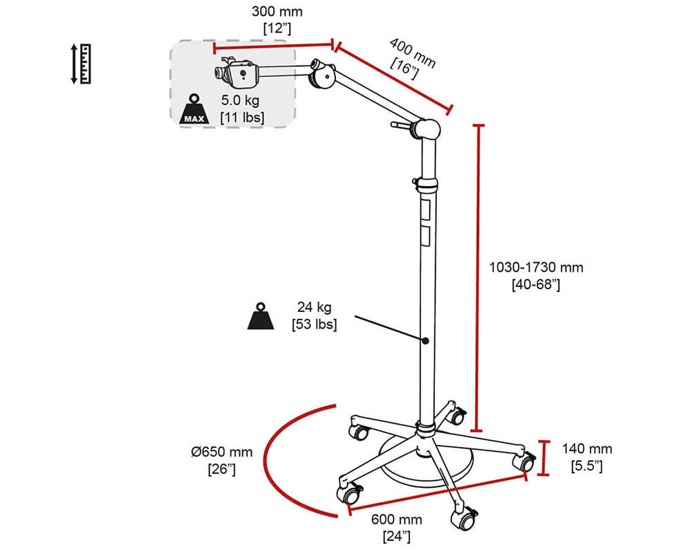 REHAdapt Pentalock Tele Floorstand (with counter weight) - Inclusive ...